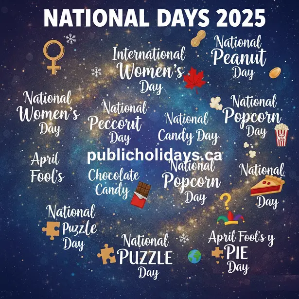 National Days Calendar 2025 - Public Holidays in Canada